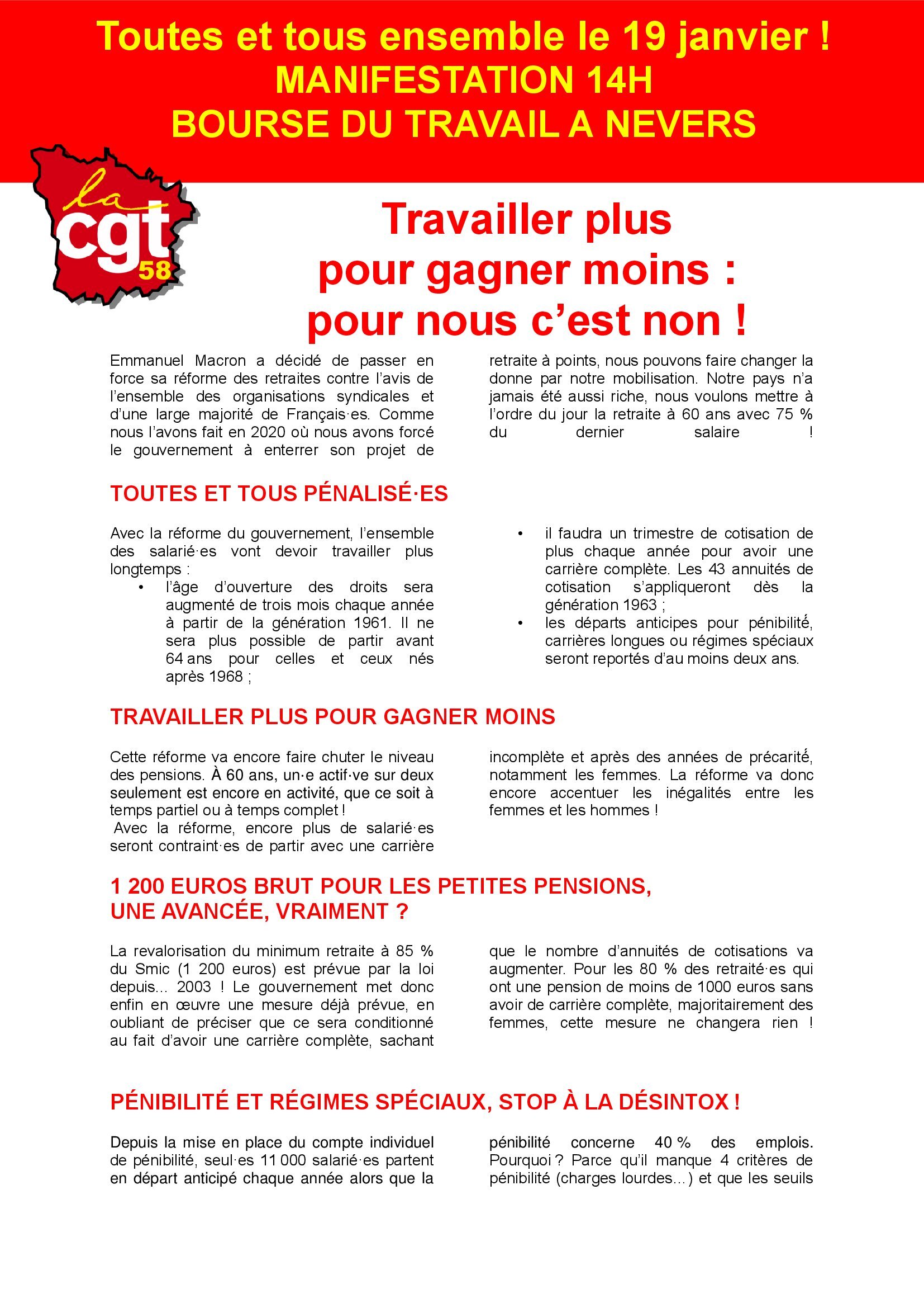 TRAVAILLER PLUS POUR GAGNER MOINS : POUR NOUS C’EST NON ! – UD CGT Nièvre